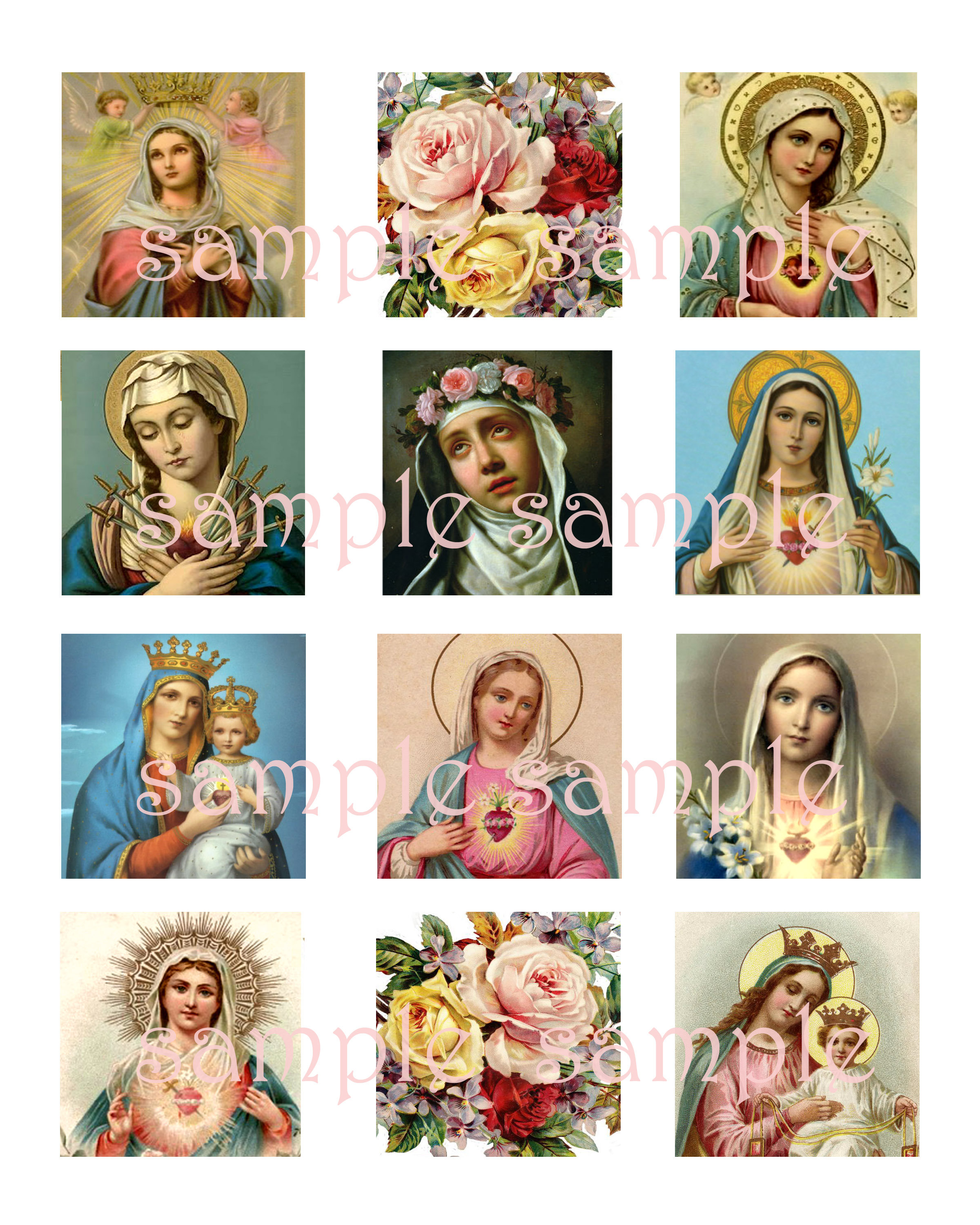 PRINTABLE Antique Religious Holy Prayer Cards, Digital Download Collage ...
