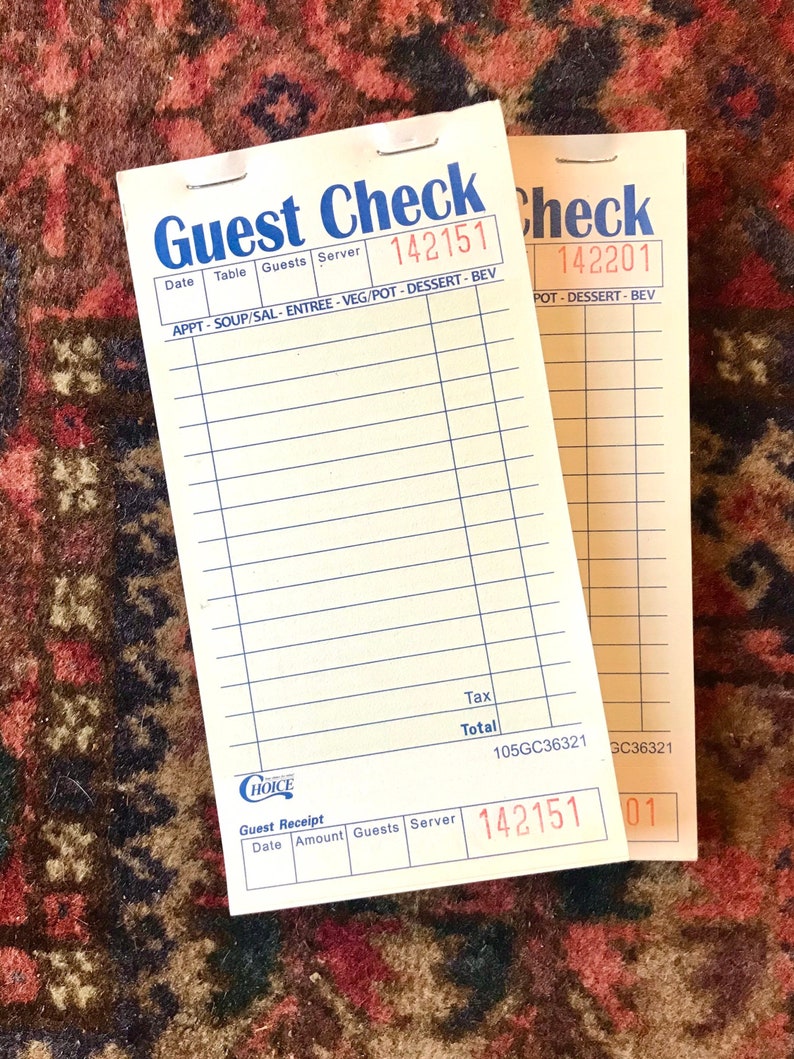 Diner Guest Checks Vintage Retro Style for Junk Journaling, 1 Book (50 ...