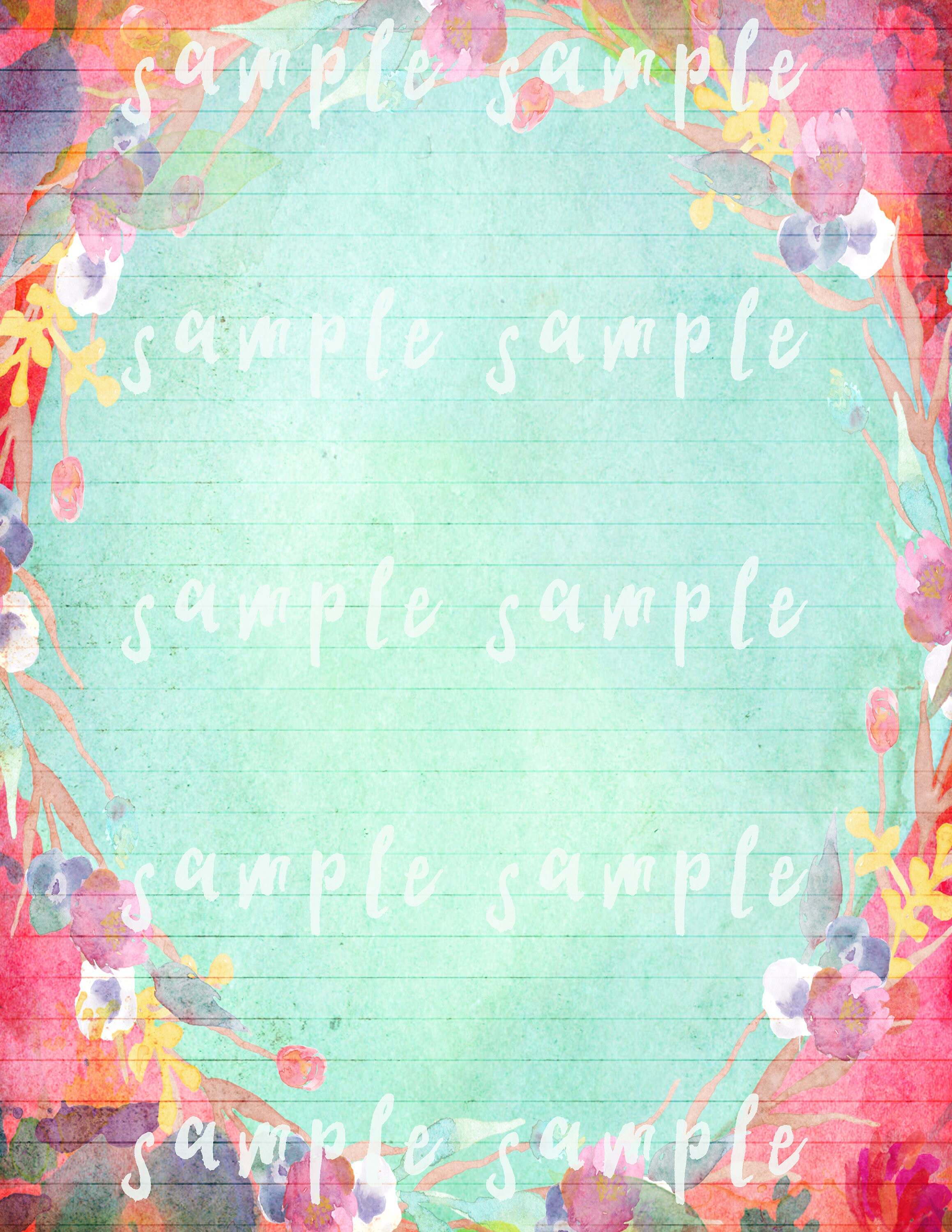 Colorful Fun Watercolor Lined Paper Pack Digital Paper Shabby | Etsy