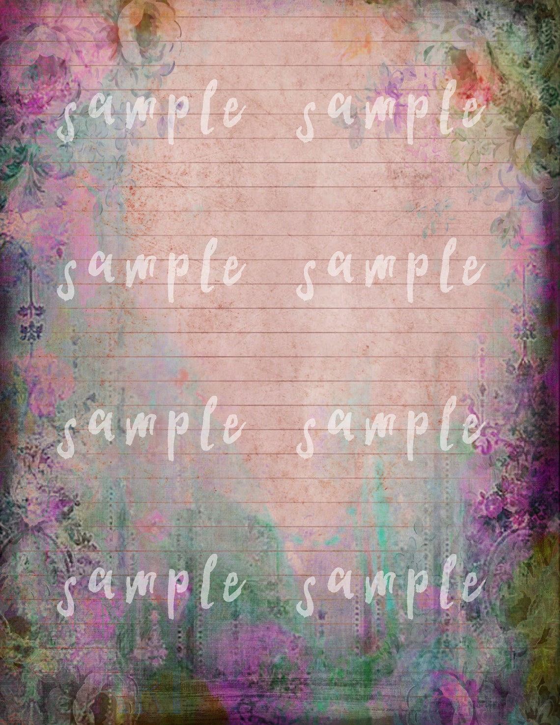 Colorful Fun Watercolor Lined Paper Pack Digital Paper Shabby Chic ...