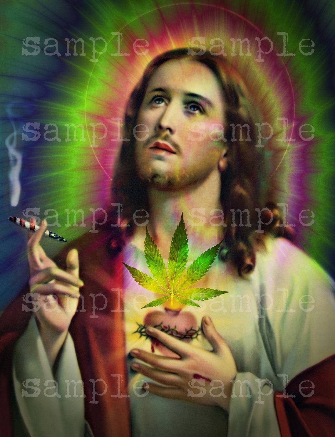 PRINTABLE Wall Art Print Jesus Smoking Marijuana Art Print - Etsy