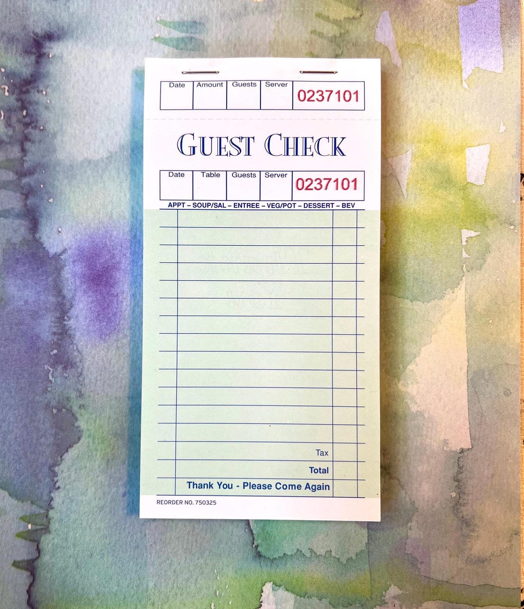 Diner Guest Checks 1 Book (50 Sheets) Vintage Retro Style for Junk ...