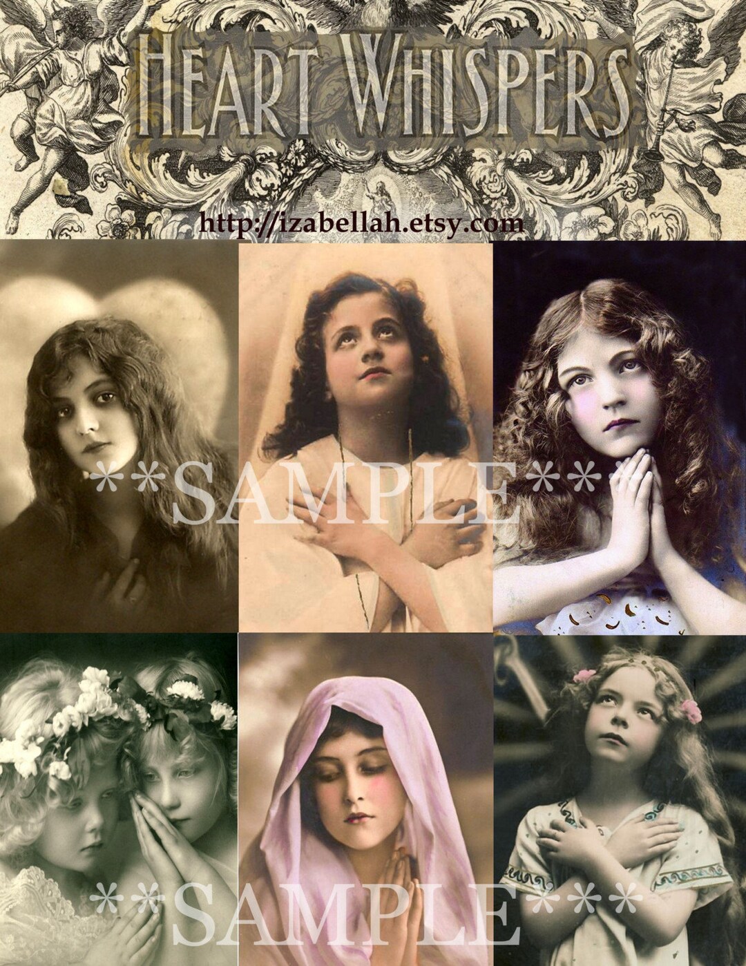 Instant Digital Download Collage Sheet Victorian Praying Angels Antique ...