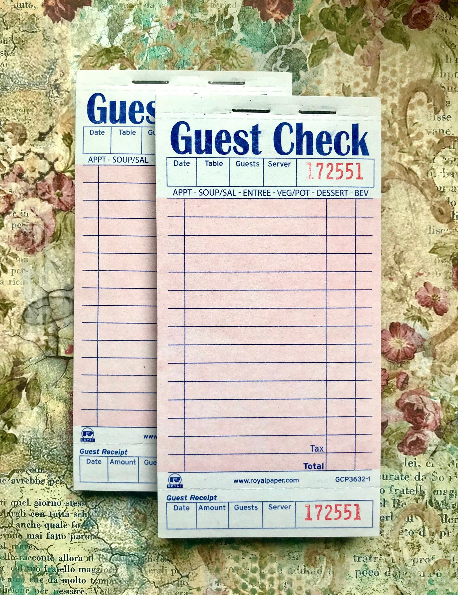 Diner Guest Checks Vintage Retro Style for Junk Journaling 1 - Etsy