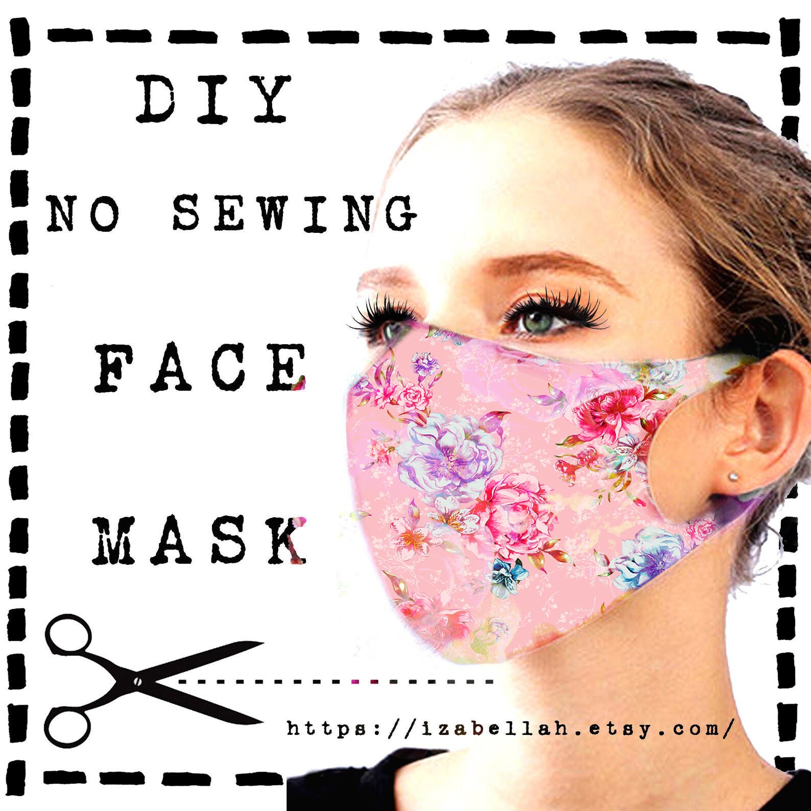 No Sew Face Mask Pattern Template DIY EASY Mask Download 3 - Etsy
