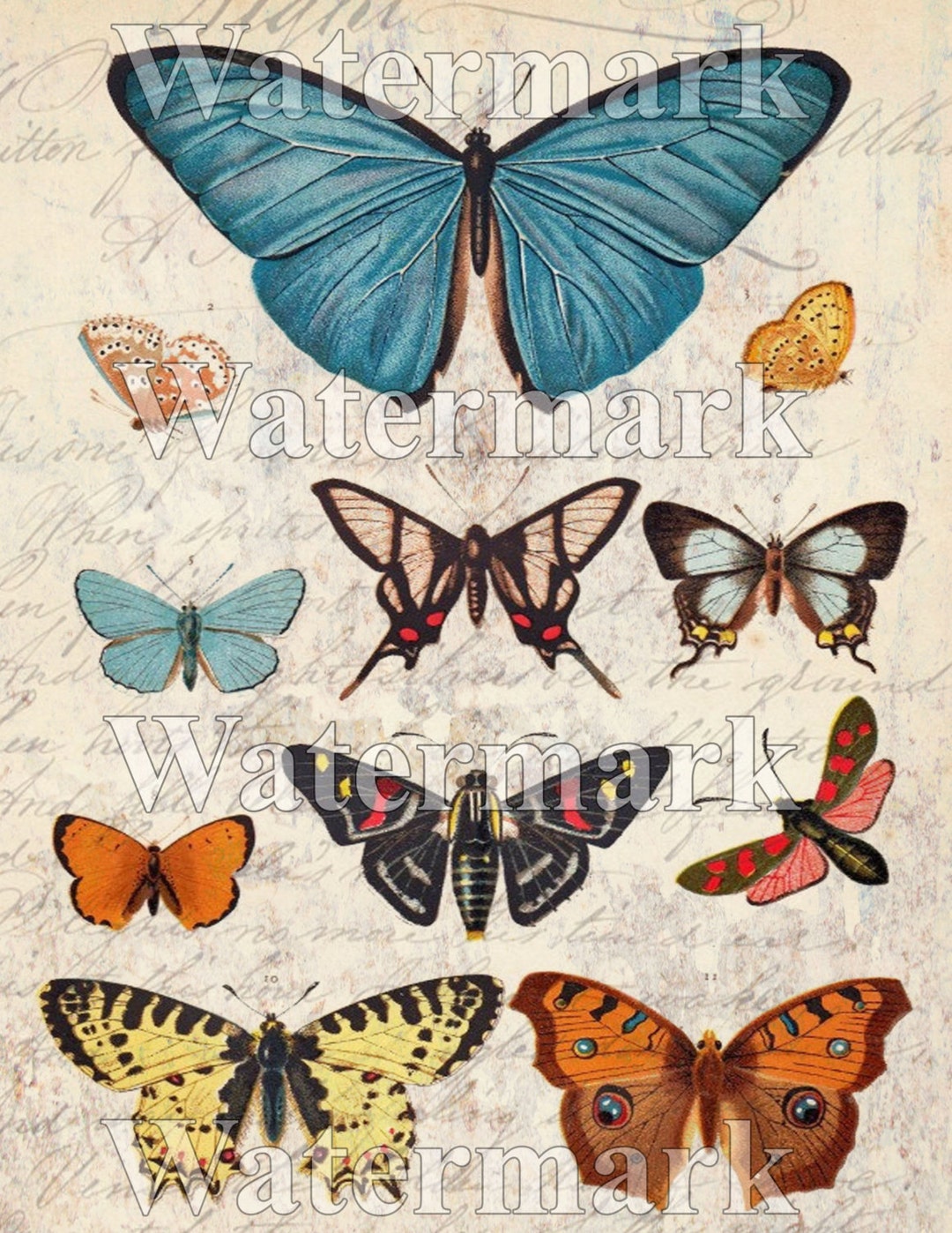 Digital Collage Sheet Butterfly Instant Digital Download Printable Art ...