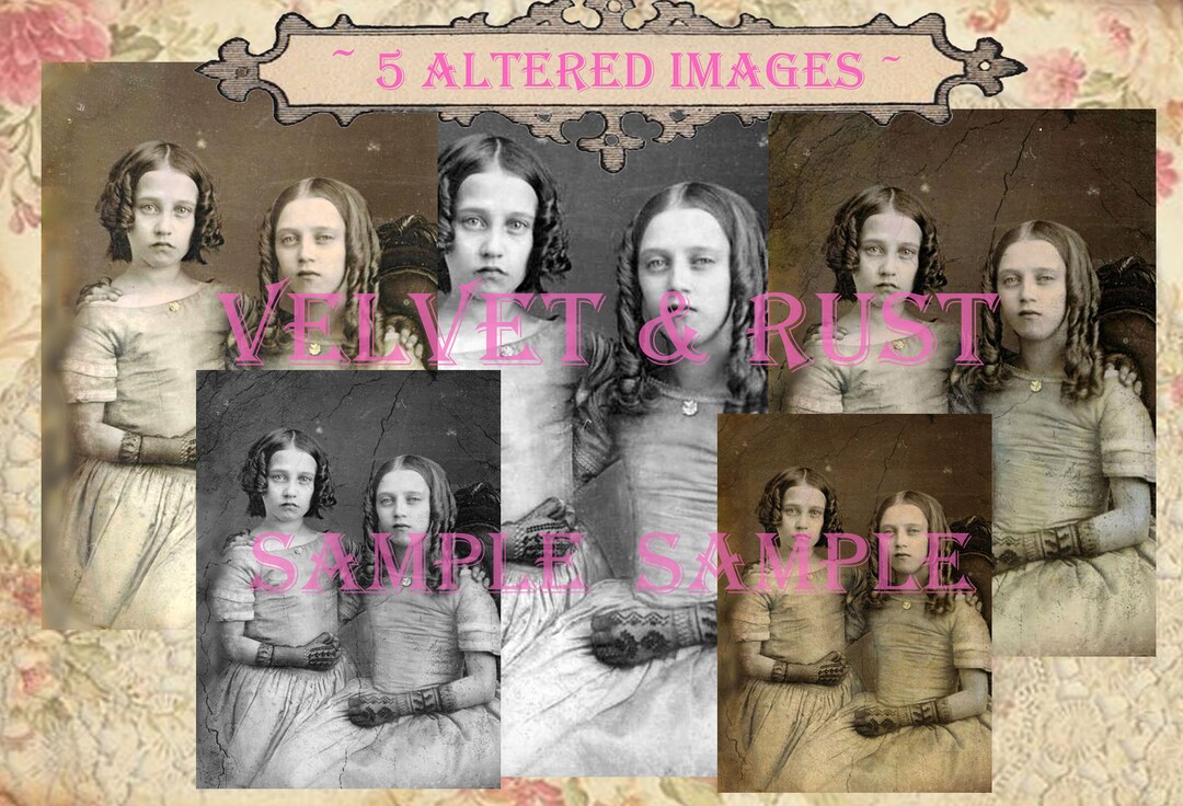 Bundle 5 Images Victorian Edwardian Sisters Little Girls, Vintage ...