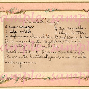 Vintage Recipe Card Christmas Chocolate Fudge Instant Digital - Etsy