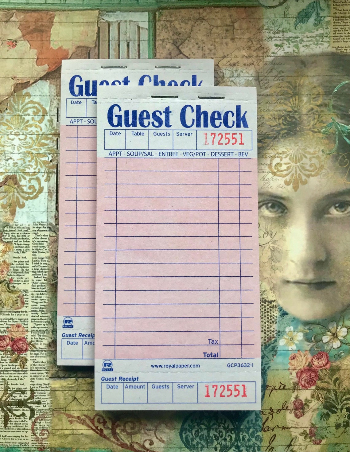 Diner Guest Checks Vintage Retro Style for Junk Journaling 1 - Etsy