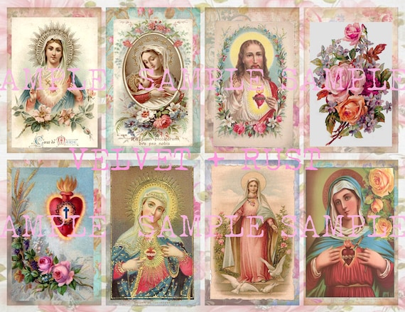 Religious Antique Prayer Holy Cards Digital Download Collage | Etsy Canada