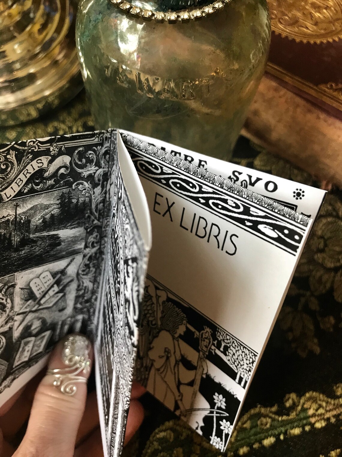 Mini Art Zine Antique Ex Libris French Book Plate Black and - Etsy