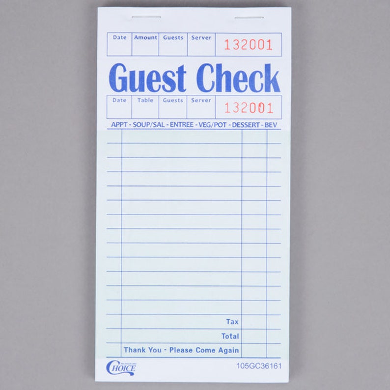 Diner Guest Checks Vintage Retro Style for Junk Journaling, 1 Book (50 ...