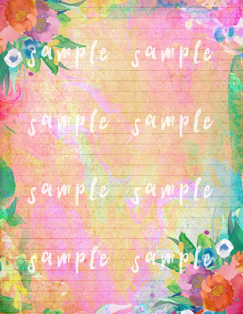 Colorful Fun Watercolor Lined Paper Pack Digital Paper Shabby | Etsy