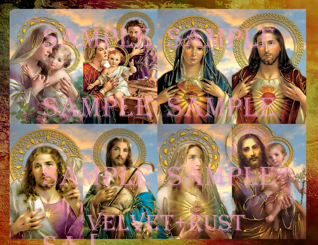 Beautiful Printable Antique Catholic Prayer Cards With Golden Halo ...