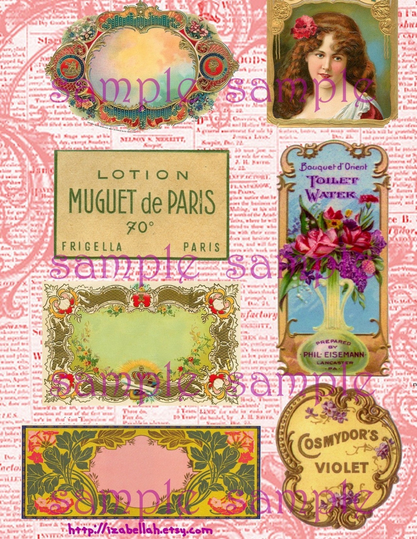 COLLAGE SHEET Instant Digital Download Vintage Perfume Labels | Etsy