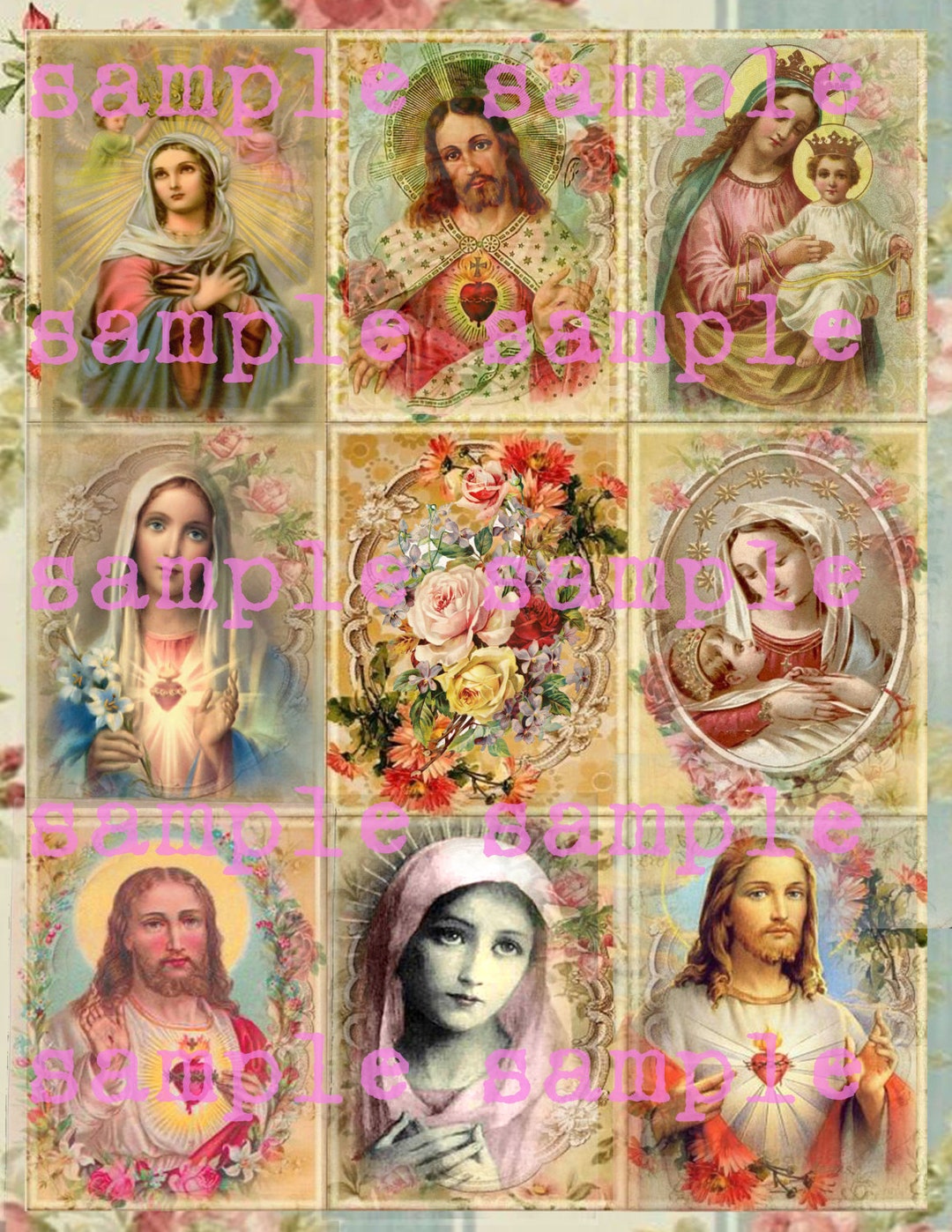 Digital Collage Sheet Holy Cards Instant Digital Download Antique Holy ...
