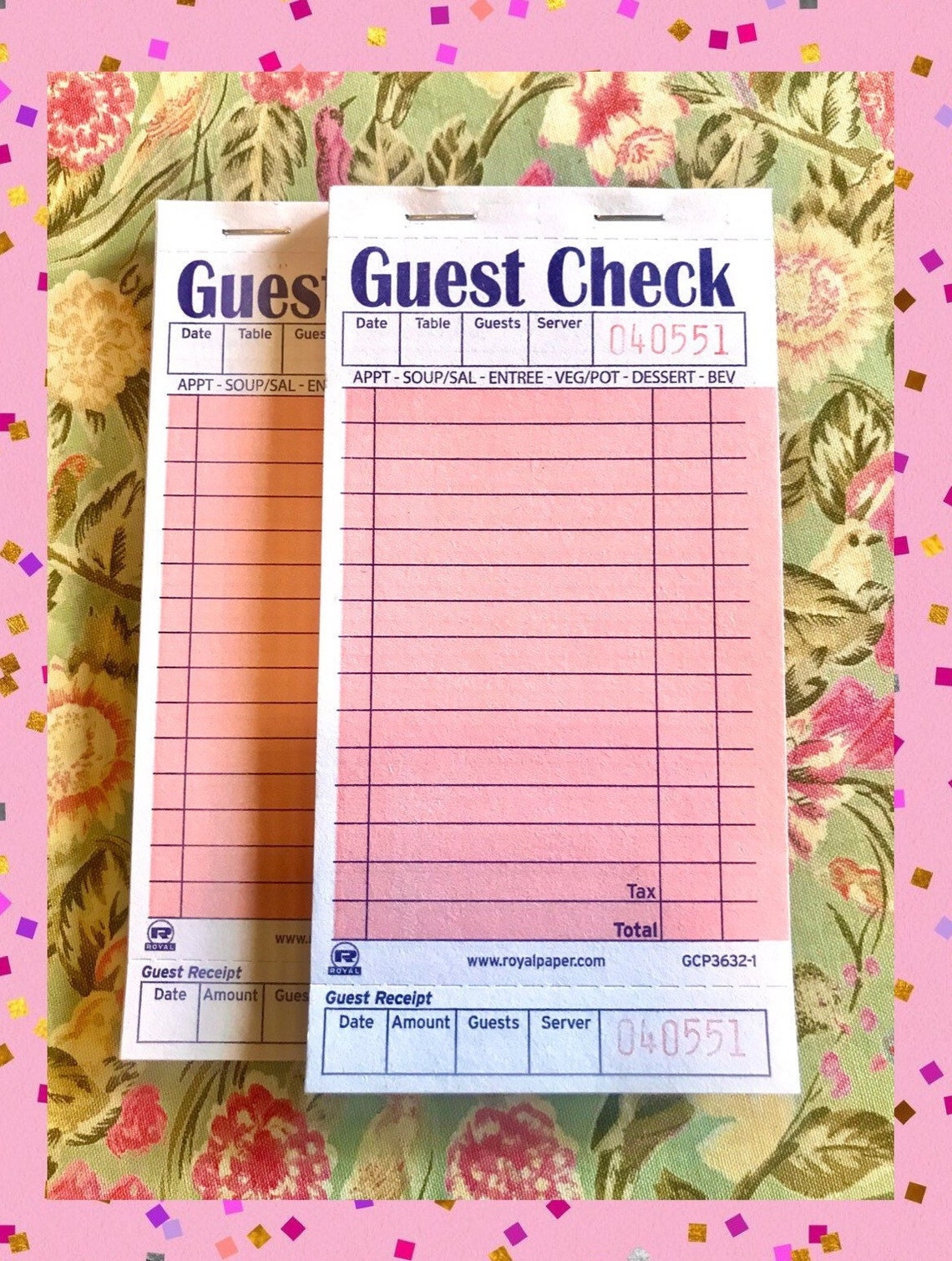 Vintage Diner Guest Checks, Retro Style for Junk Journaling, 1 Book (50 ...