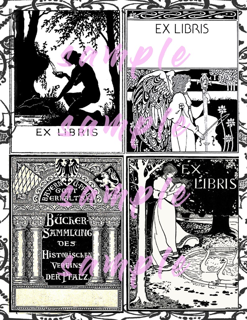 Digital Download Printable Antique Ex Libris Book Plates - Etsy