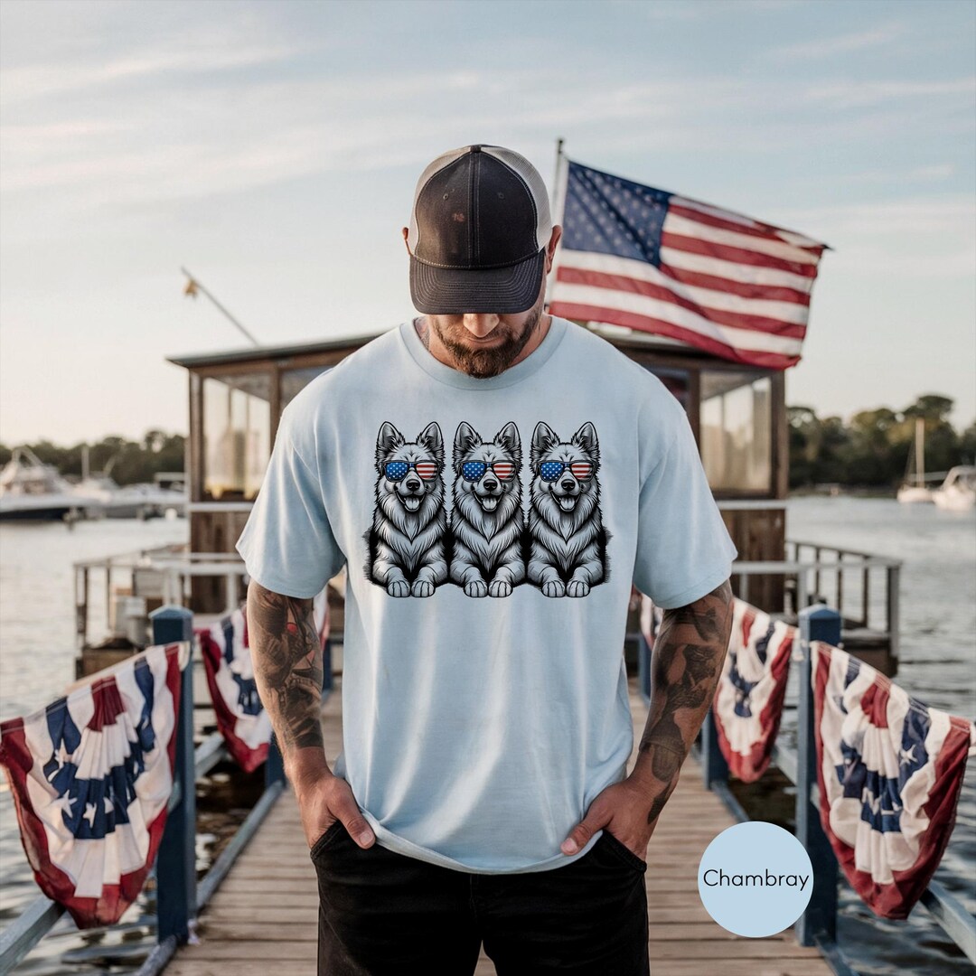 Patriotic American Dog T-shirt: USA Flag Sunglasses, 4th of July ...