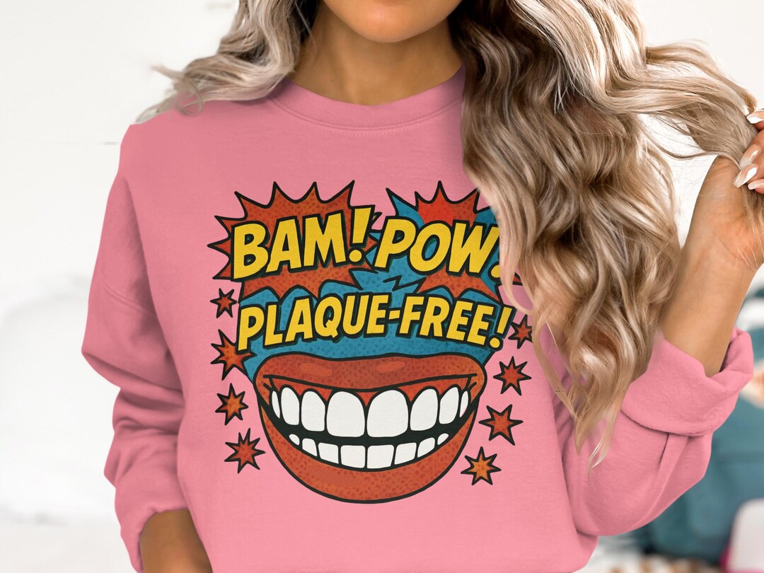 BAM POW Plaque Free T-shirt, Dental Health Tee, Comic Style Shirt ...