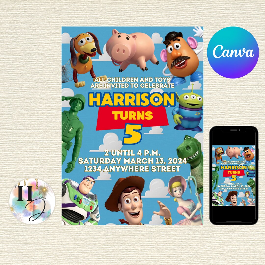 Toy Story Digital Birthday Invitation, Toy Story Digital Invitation ...