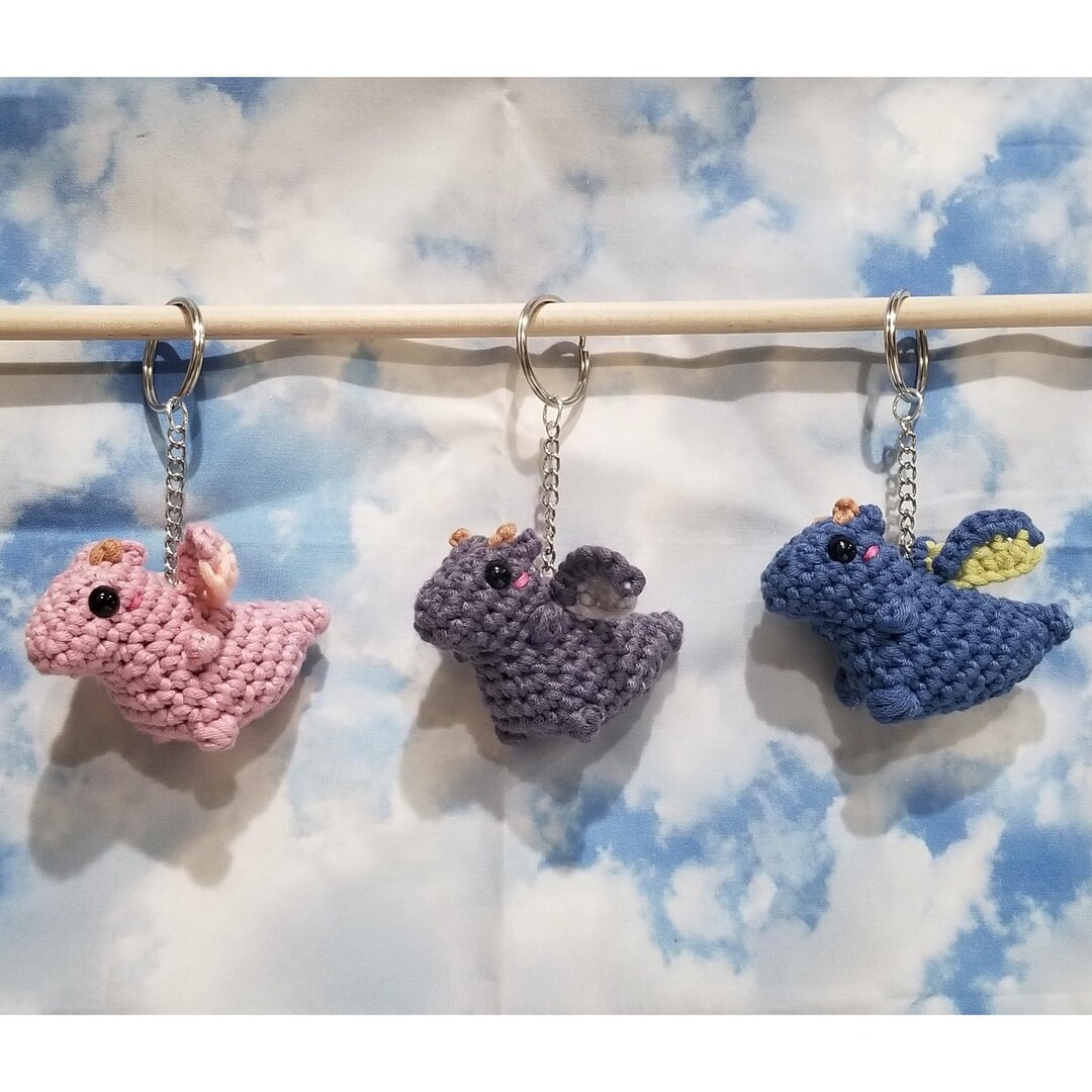 Crochet Dragon Keychain; Cute Blushing Dragon - Etsy
