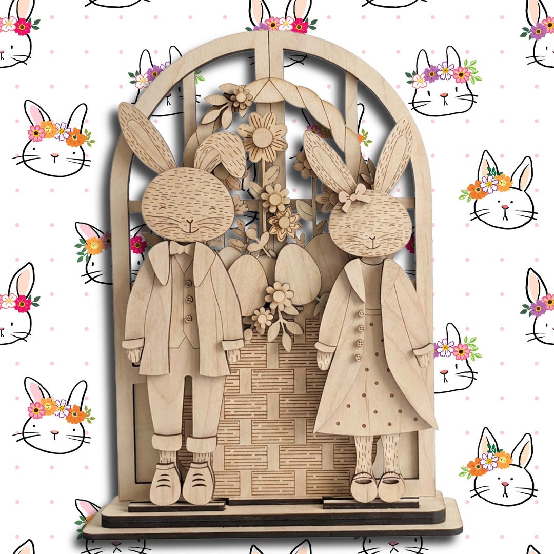 Easter Bunny Couple Arch Insert DIY Kitiki Large Spring Display Basket ...