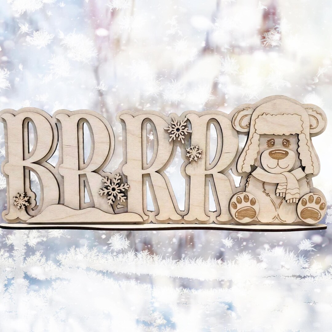 BRRR Winter Bear – DIY Wood Shelf Sitter Kit, Unfinished Sign With ...