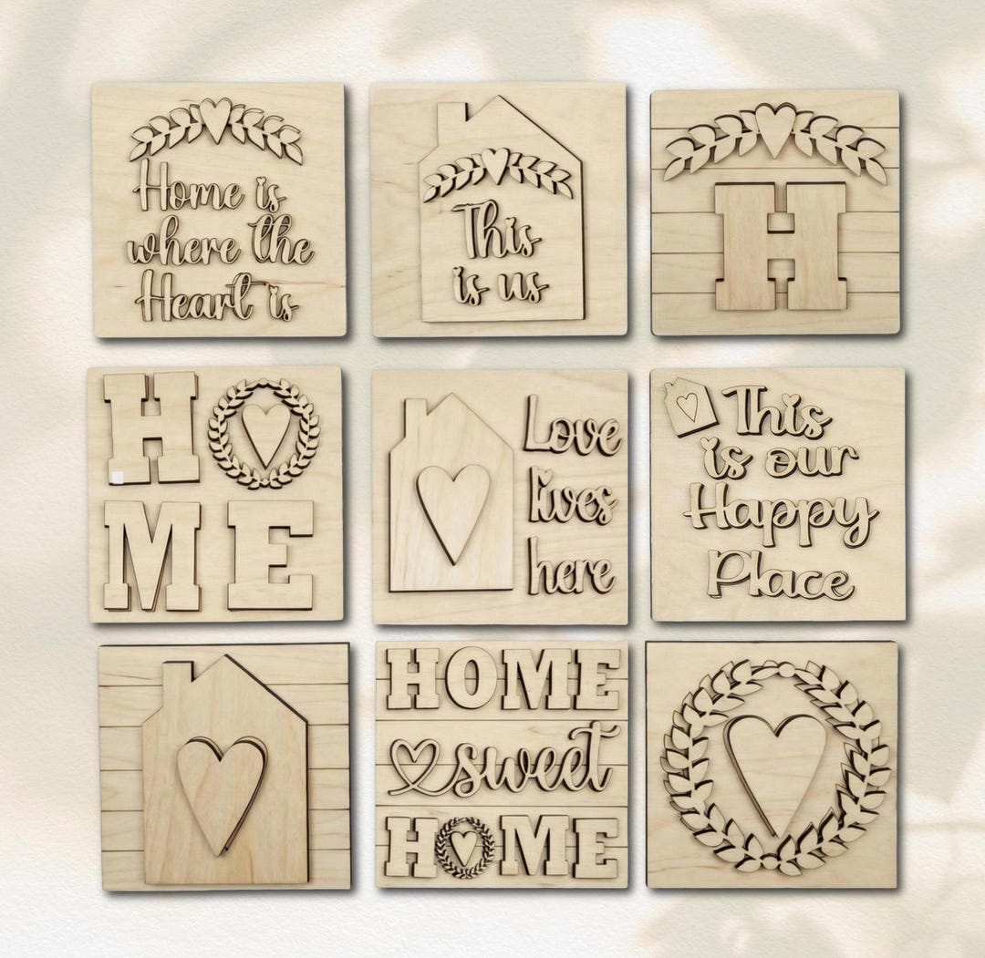Rustic Wood Home Sign Set – Farmhouse Shelf Decor, USA Made - Etsy
