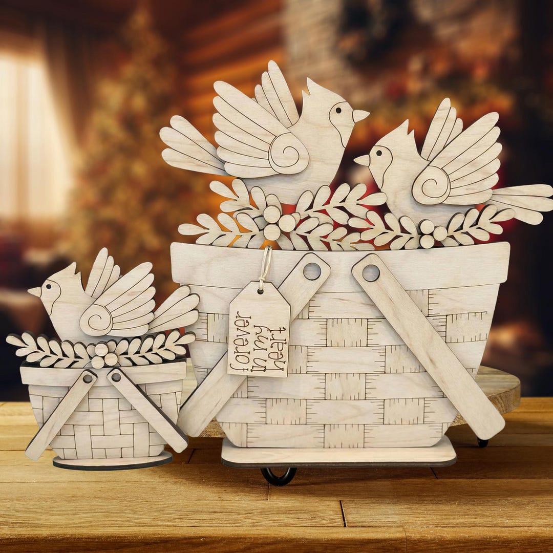 Cardinal Basket Insert DIY Kit – Memorial Shelf Sitter, Unfinished Wood ...