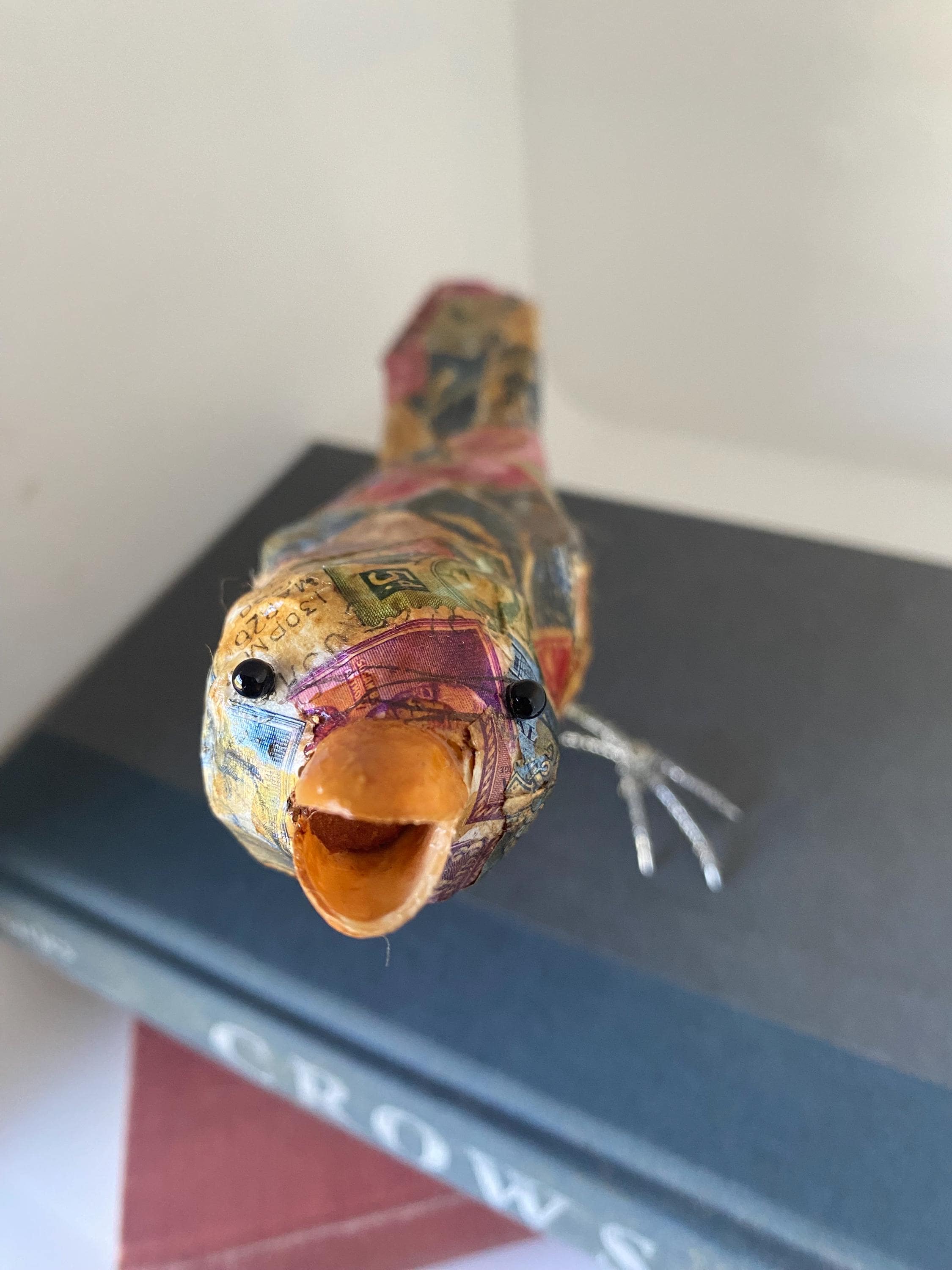 Philo- a Paper Mache Bird of Vintage Postage Stamps - Etsy