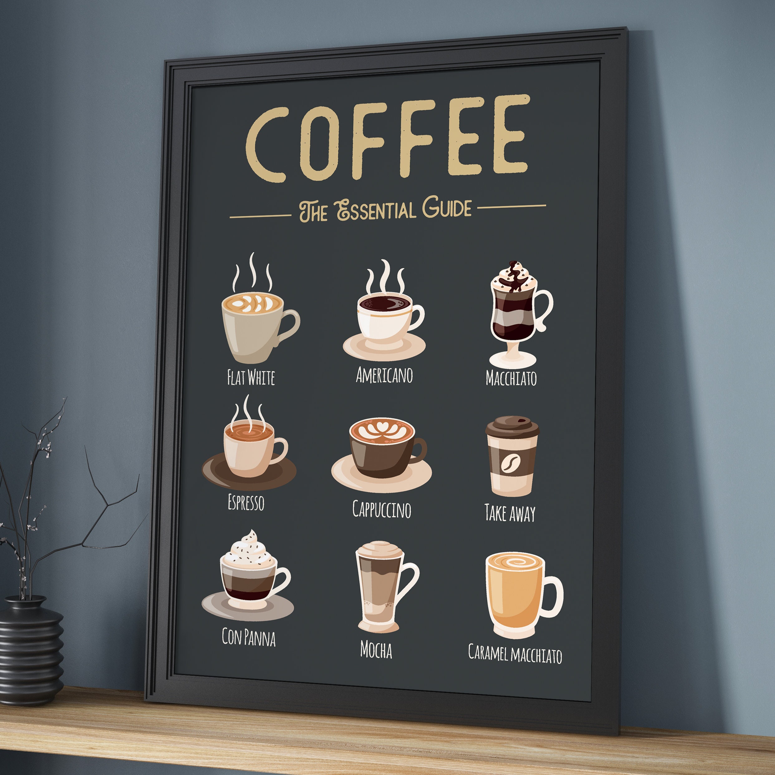 Coffee Chart Art Print, Coffee Shop List Wall Art, Kitchen Art Print - Etsy