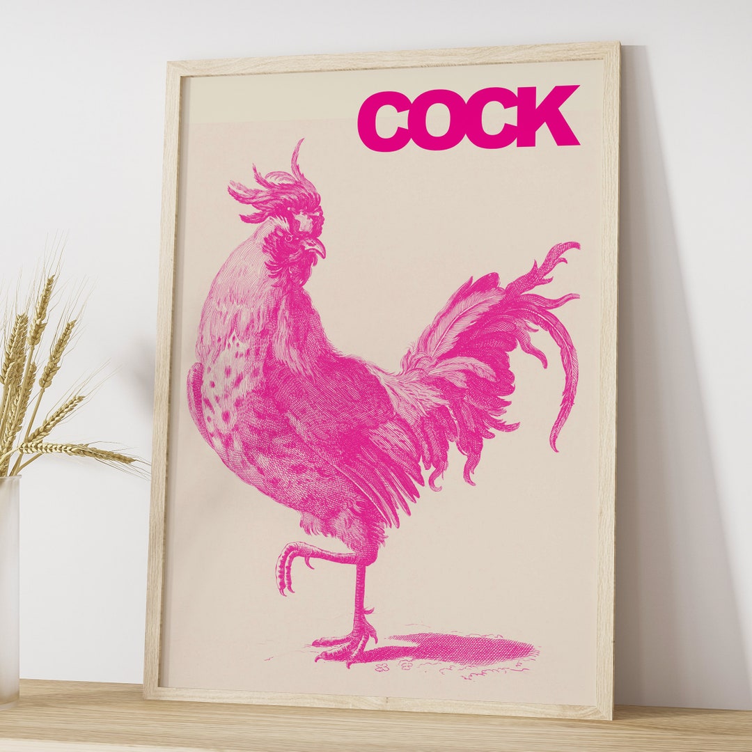 Pink Cock Art Print, Cockerel Wall Art, Chicken Print - Etsy