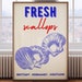 Scallop Print French Seafood Poster Nautical Print Coastal Chic Kitchen ...