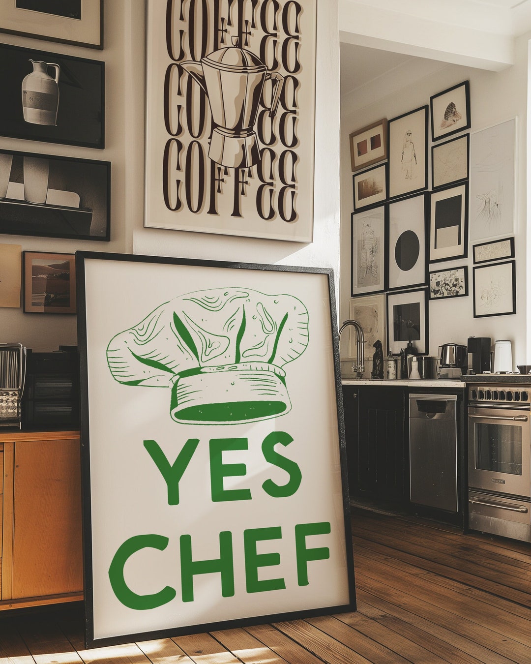 Yes Chef Wall Art, Typography Art Print, the Bear Quote Print, Green ...