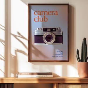 Camera Club Print, Photographer Poster, Minimal Wall Art, Gifts for ...