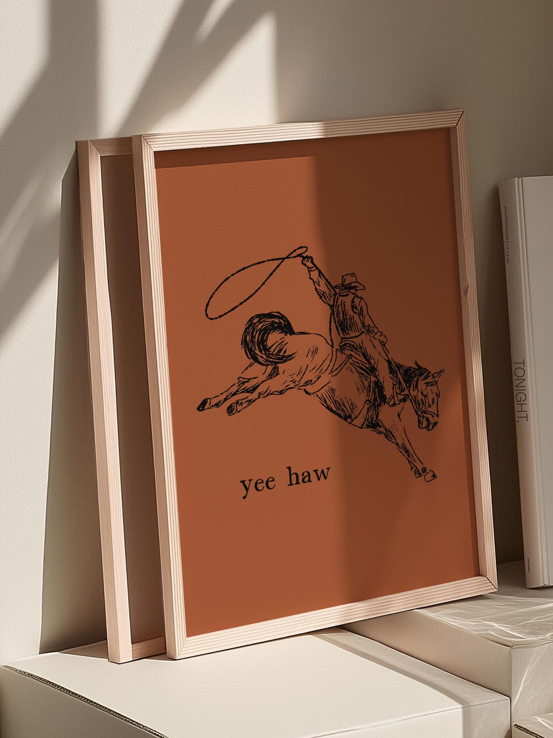 Yee Haw Print, Western Wall Art, Minimalist Cowboy Poster, Elegant Tan ...