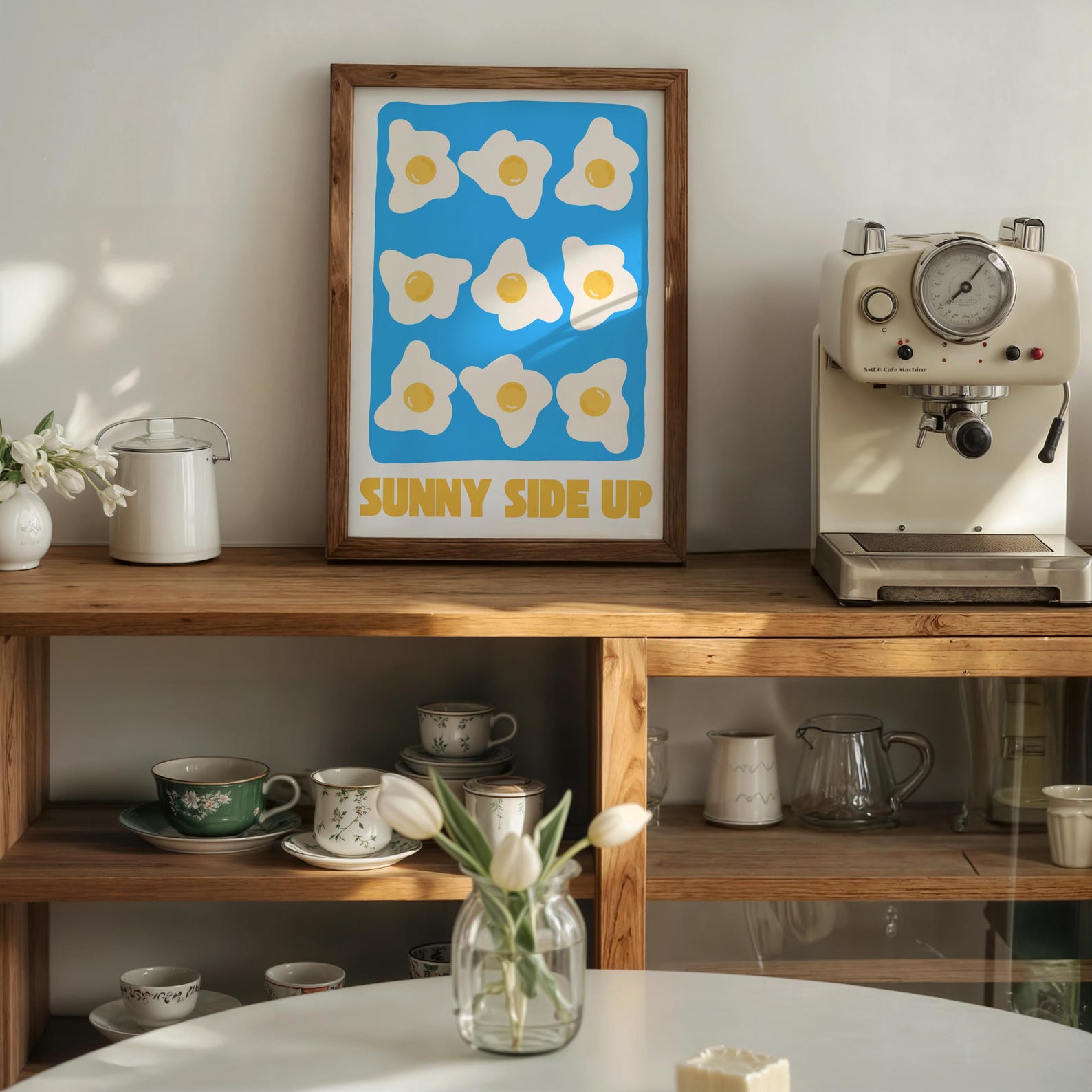 Sunny Side up Print, Fried Egg Poster, Breakfast Nook Art, Kitchen ...