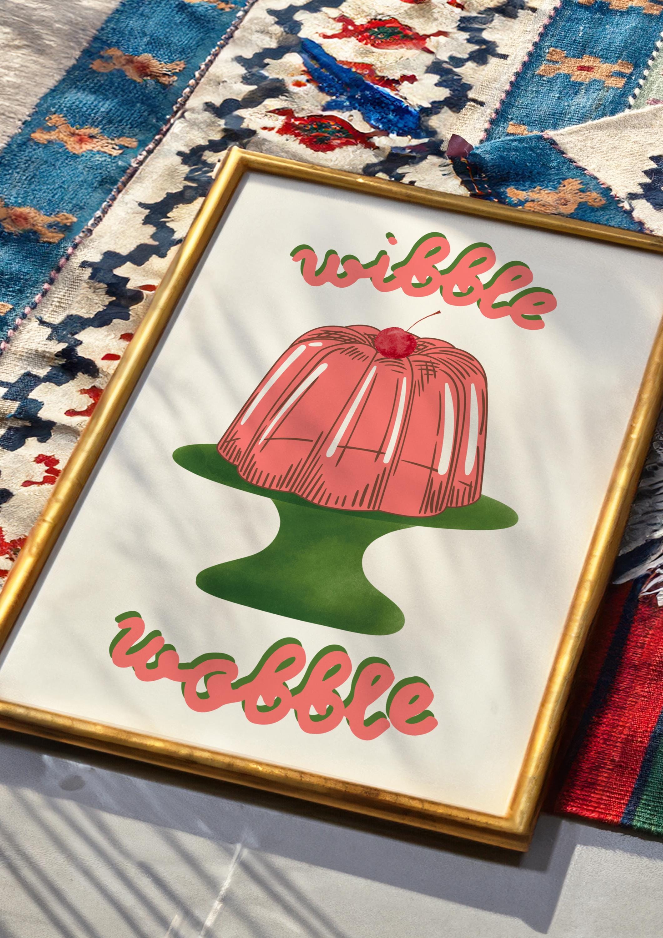 Pink Jello Print, Wibble Wobble Jelly Poster, Retro Dessert Poster ...