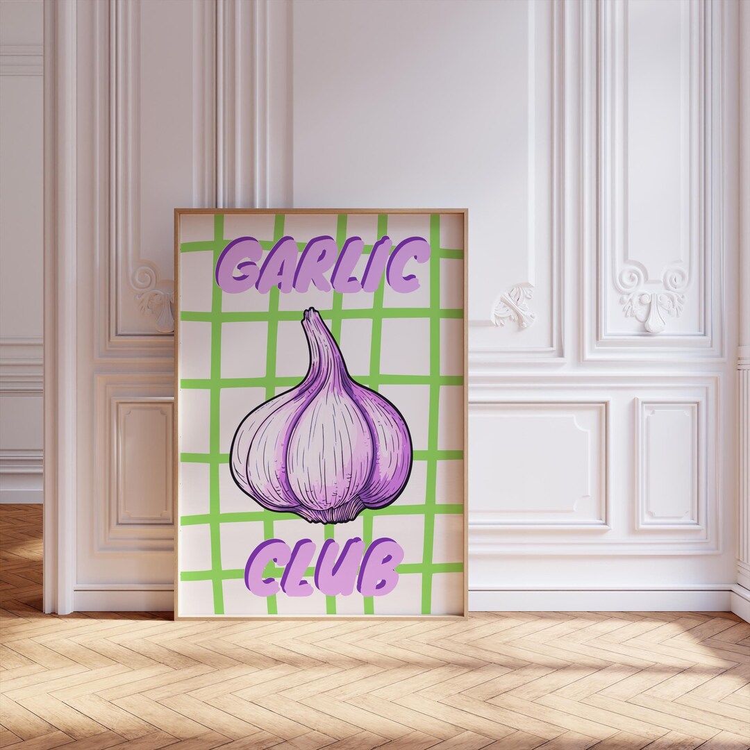 Garlic Club Print, Garlic Lover Printable Poster, Aesthetic Retro ...