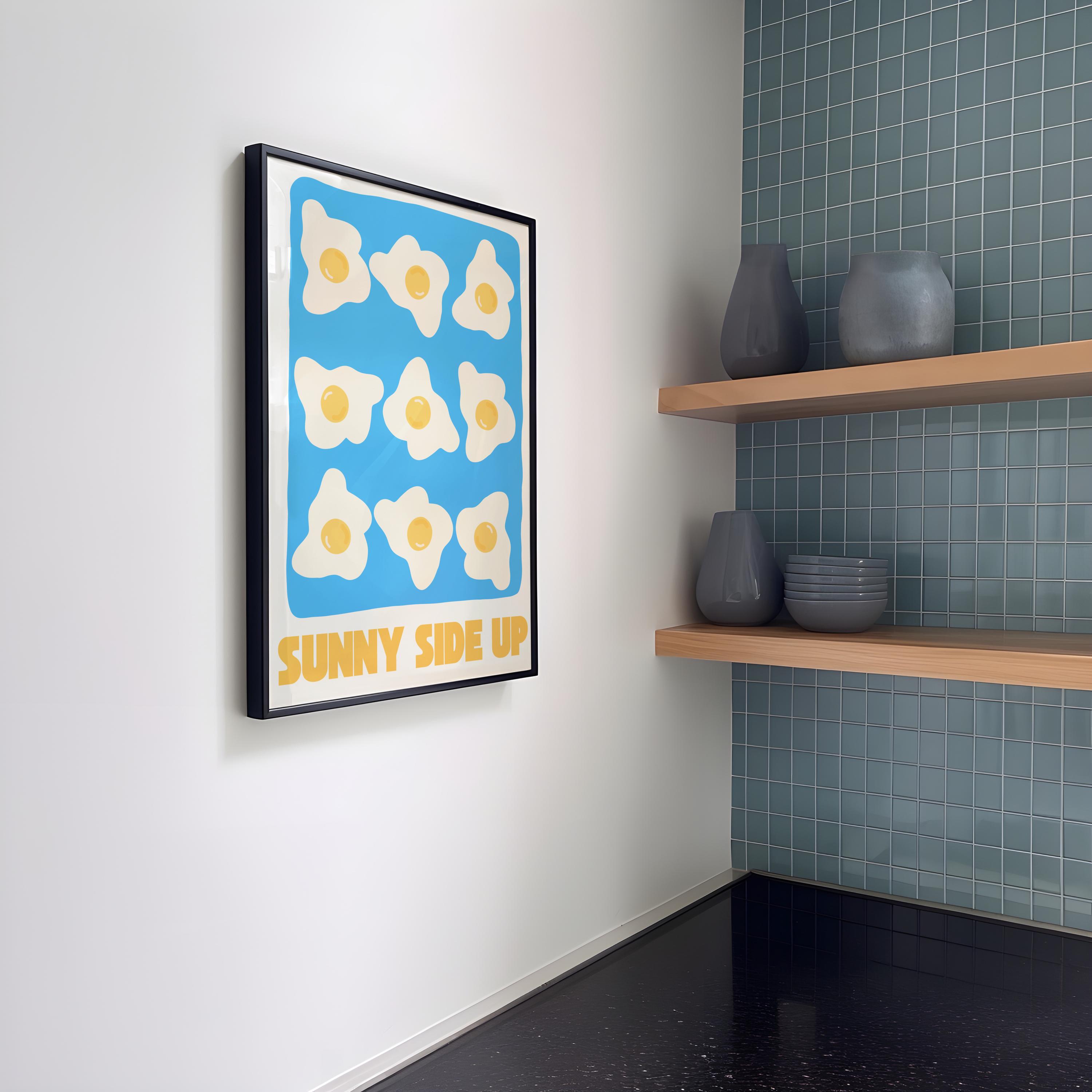 Sunny Side up Print, Fried Egg Poster, Breakfast Nook Art, Kitchen ...
