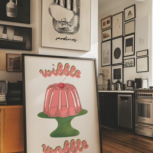 Pink Jello Print, Wibble Wobble Jelly Poster, Retro Dessert Poster ...