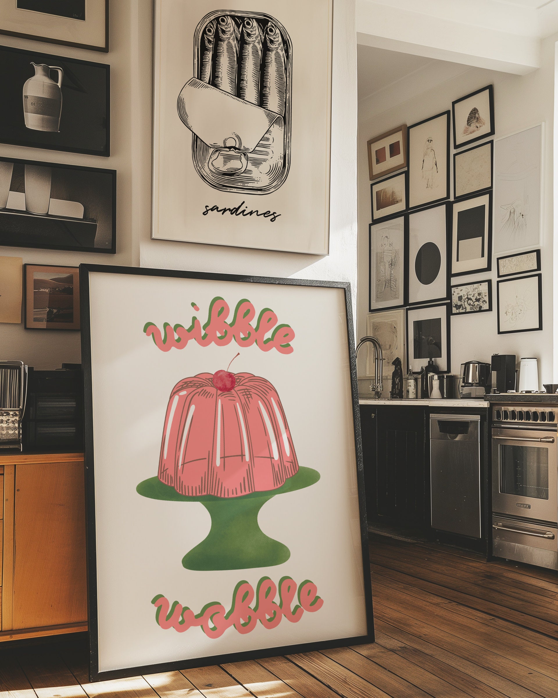 Pink Jello Print, Wibble Wobble Jelly Poster, Retro Dessert Poster ...