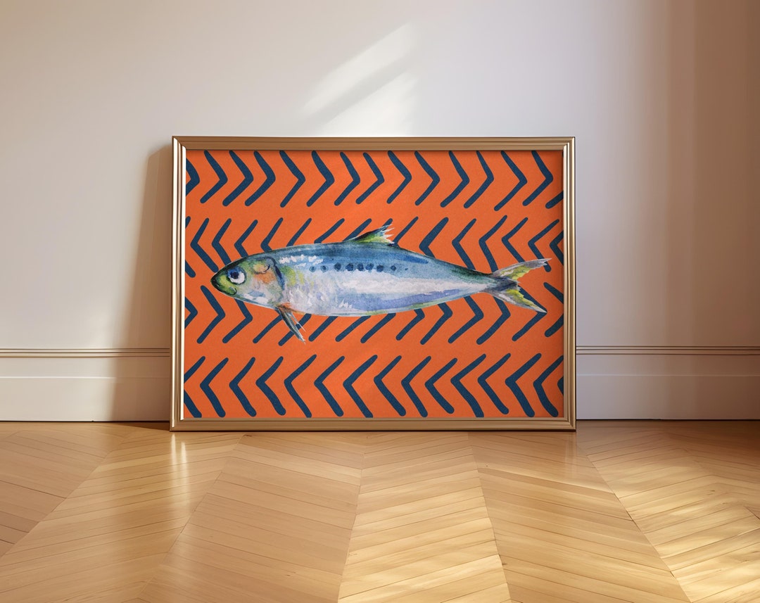 Bold Pattern Sardine Print, Fisherman Vibes Poster, Coastal Kitchen ...