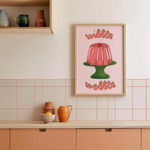 Pink Jello Print, Wibble Wobble Jelly Poster, Retro Dessert Poster ...