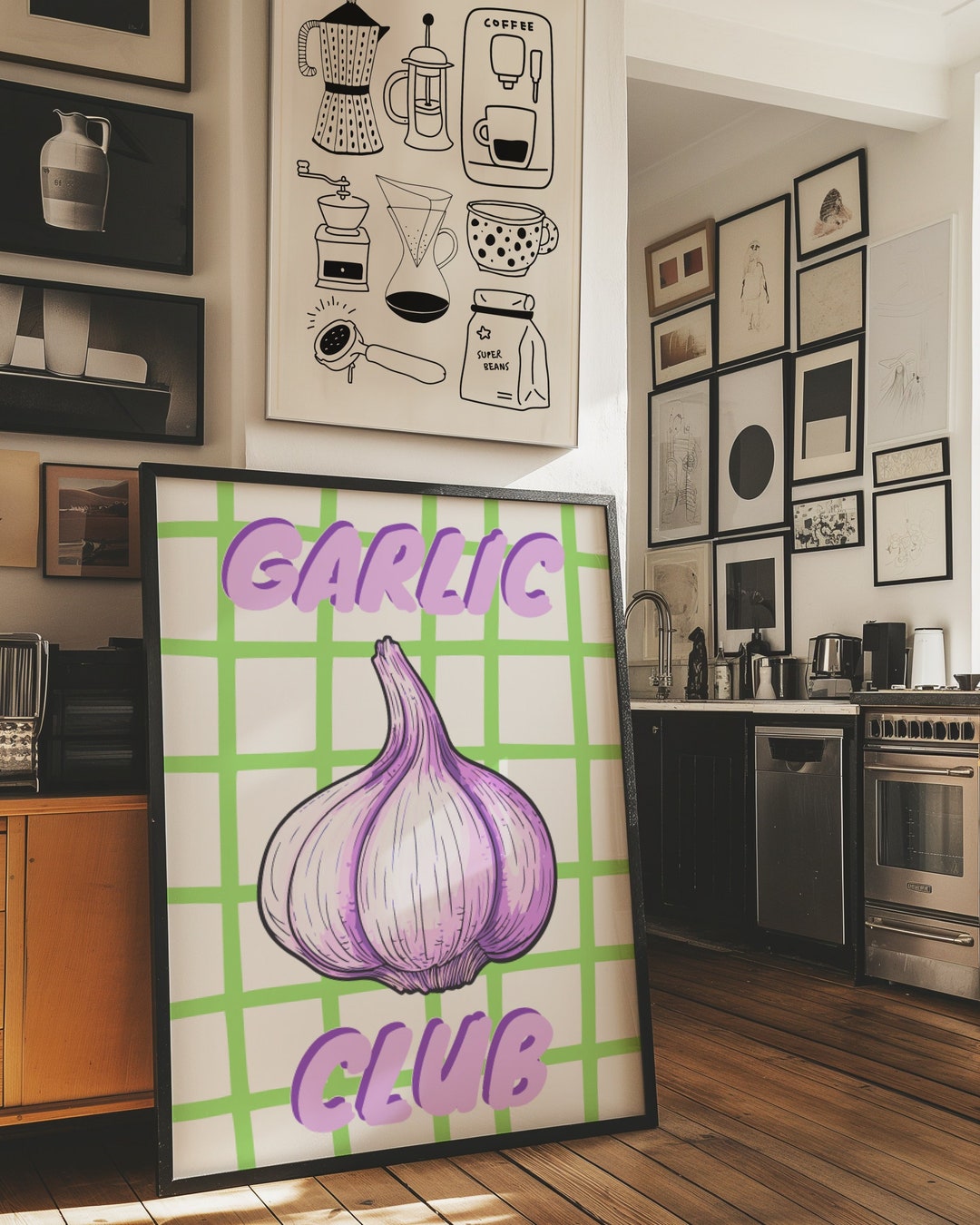 Garlic Club Print, Garlic Poster, Aesthetic Kitchen Decor, Garlic Lover ...