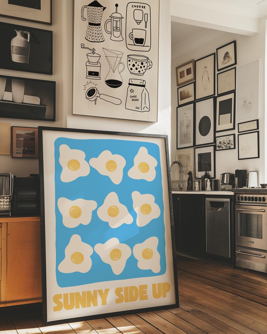 Sunny Side up Print Fried Egg Poster Fried Egg Print Typography Wall ...