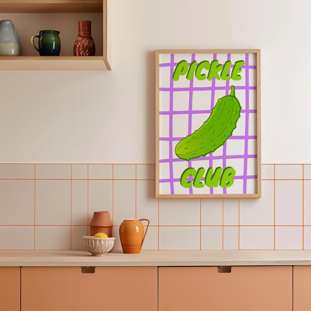 Pickle Club Print, Pickle Lover Gift, Fun Foodie Decor, Gherkin Art for ...