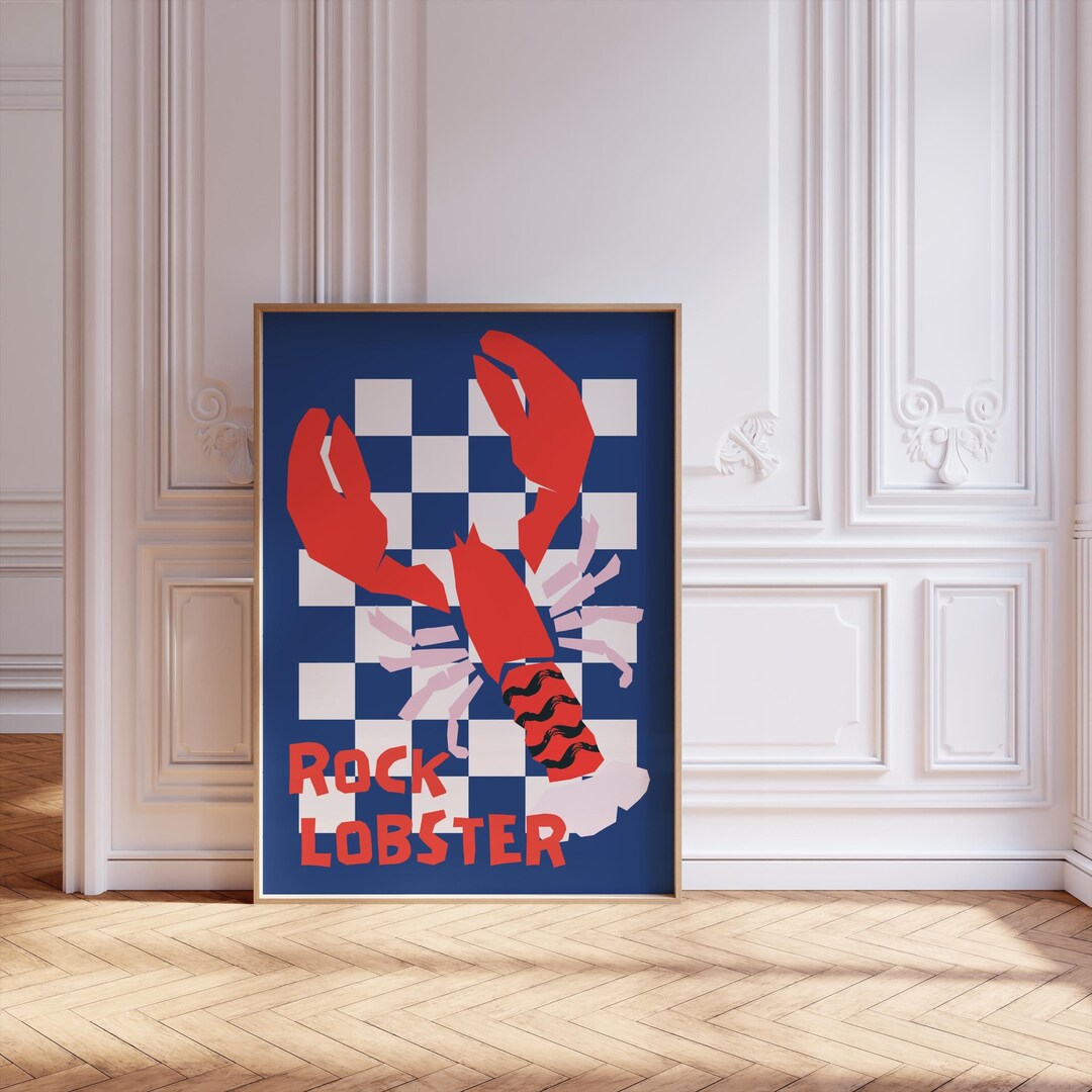 Rock Lobster Print, Bold Lobster Poster, Trendy Kitchen Decor, Fun ...