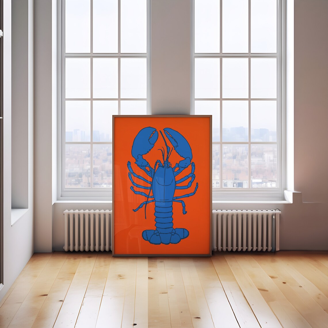 Blue Lobster Print Lobster Poster Seafood Kitchen Decor Aesthetic ...